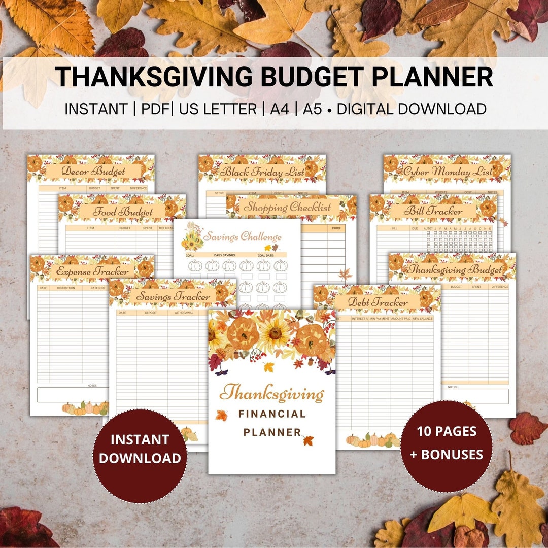 Printable Budget Planner, Thanksgiving Planner, Bundle Printable ...