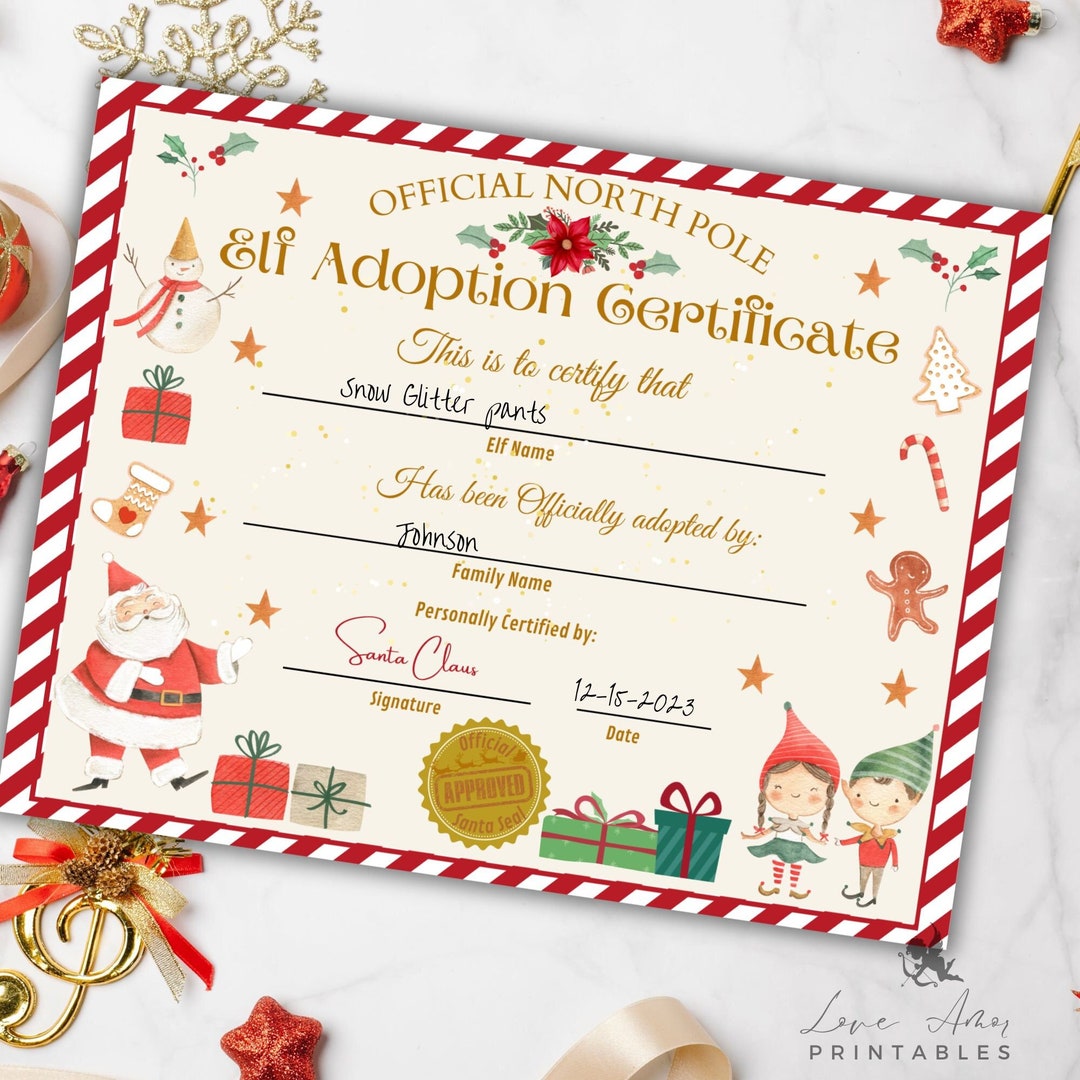 Elf Adoption Certificate, Christmas Games, Elf Games, Elf Activities ...