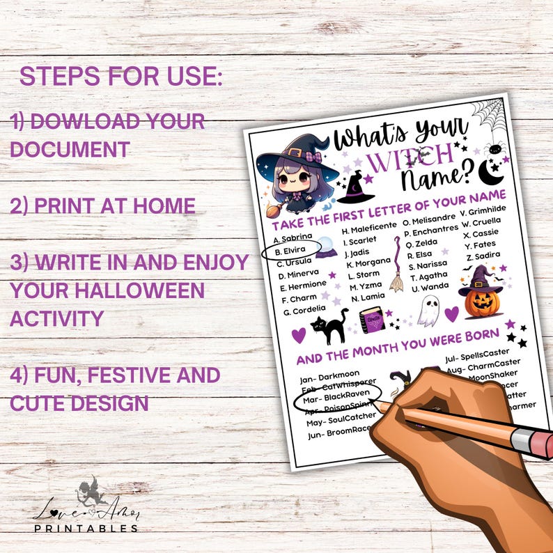 What is Your Witch Name, Halloween Party Games, Halloween Name Games ...