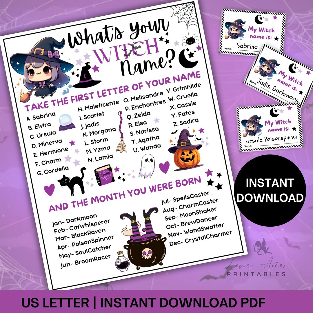 What is Your Witch Name, Halloween Party Games, Halloween Name Games ...