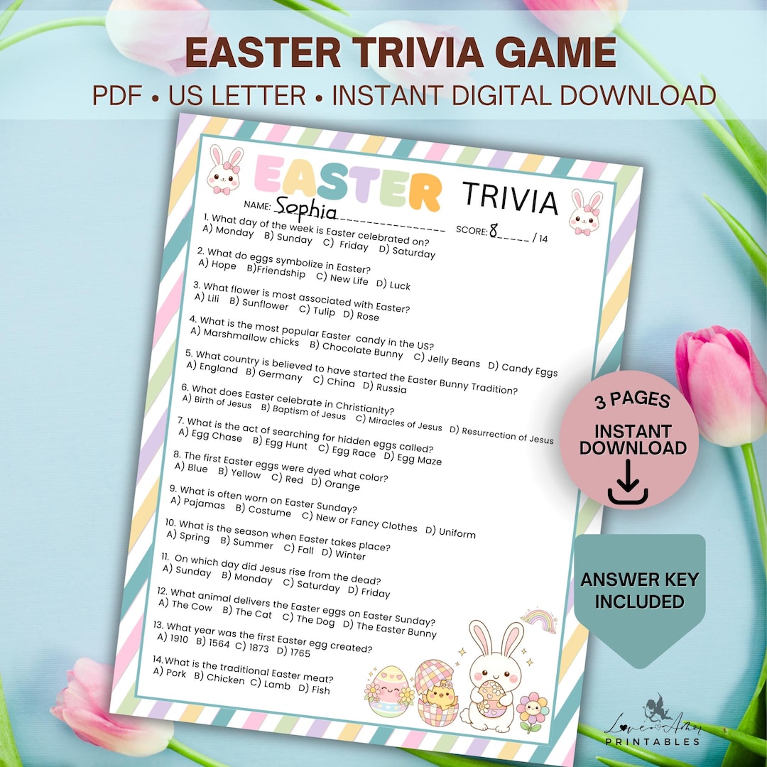 Easter Trivia Quiz, Easter Party Games, Easter Trivia, Easter Party ...