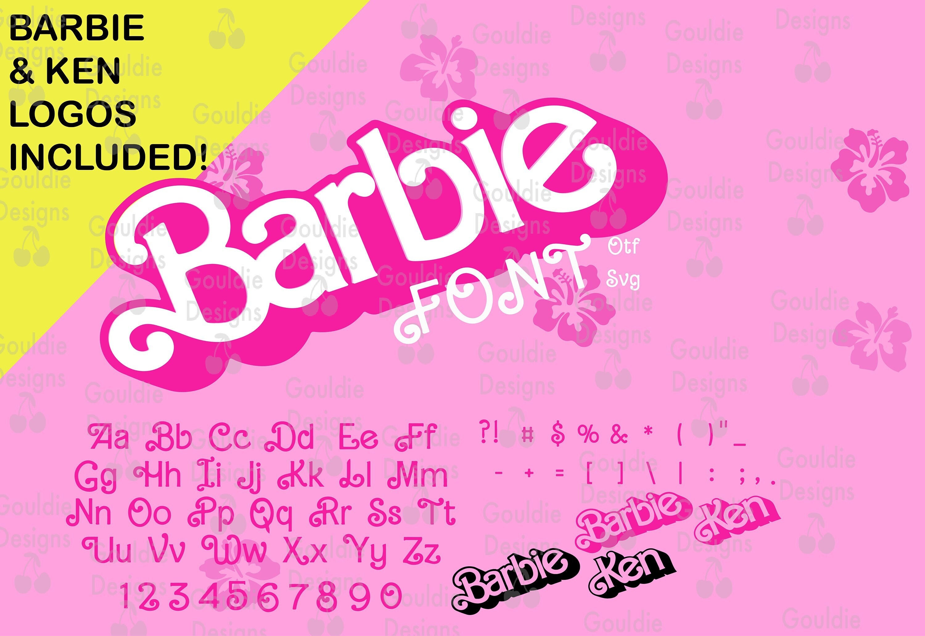 Barbie Pink Font 1970 1980 Cute Curly Includes Barbi & Ken - Etsy