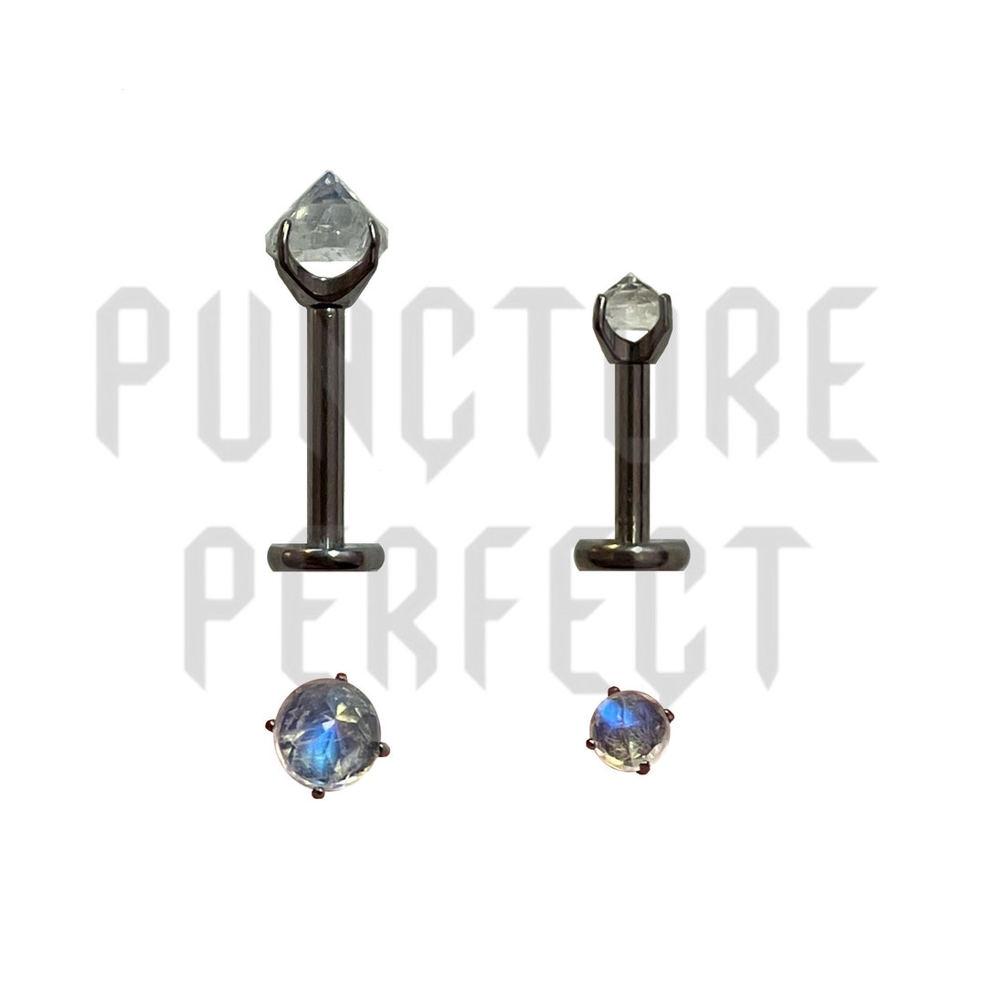 F136 Titanium Scepter Set Moonstone Threaded End Labret - Etsy