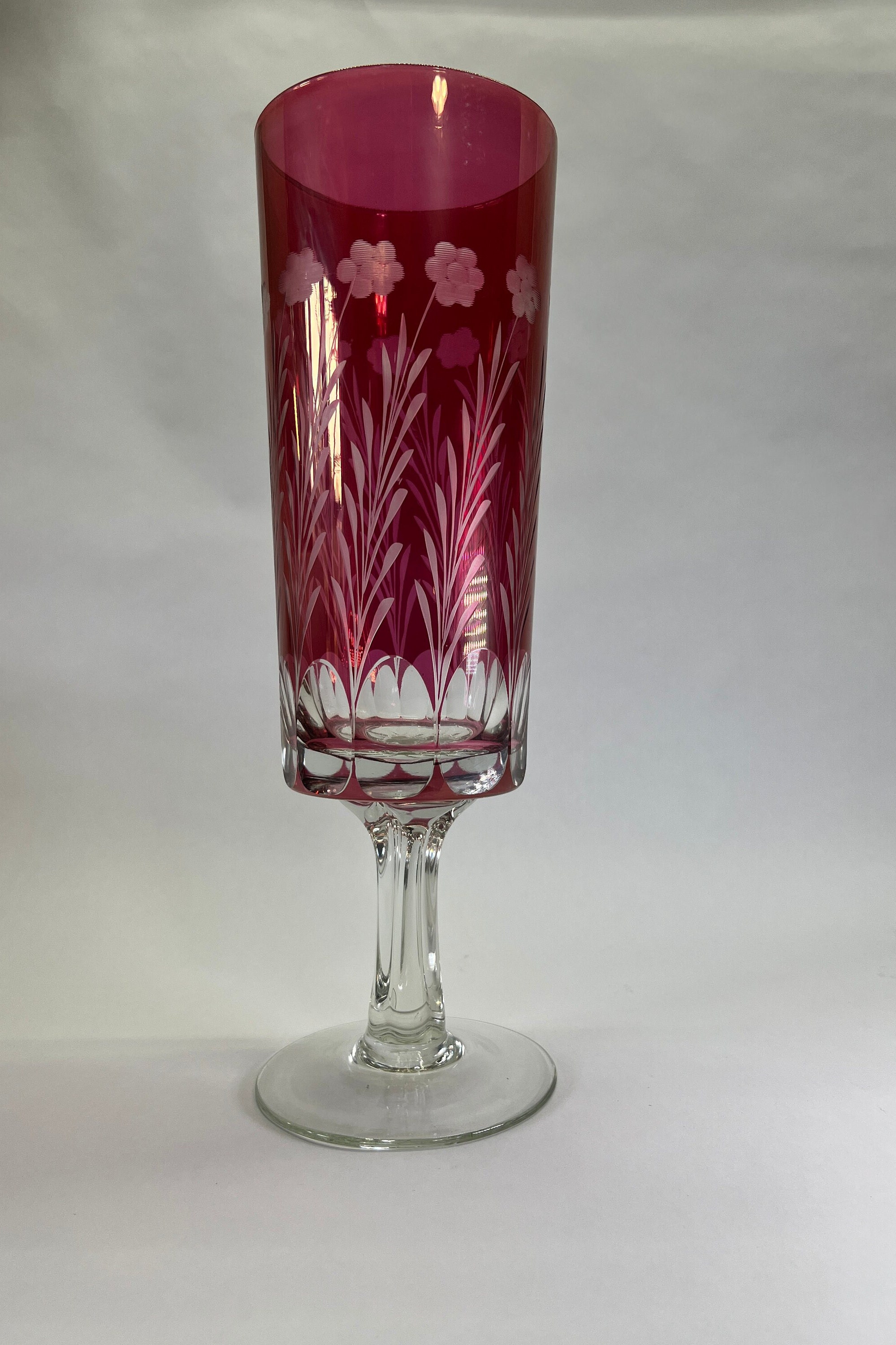 Vintage Cased Crystal Cranberry Glass Vase. 1930's. - Etsy