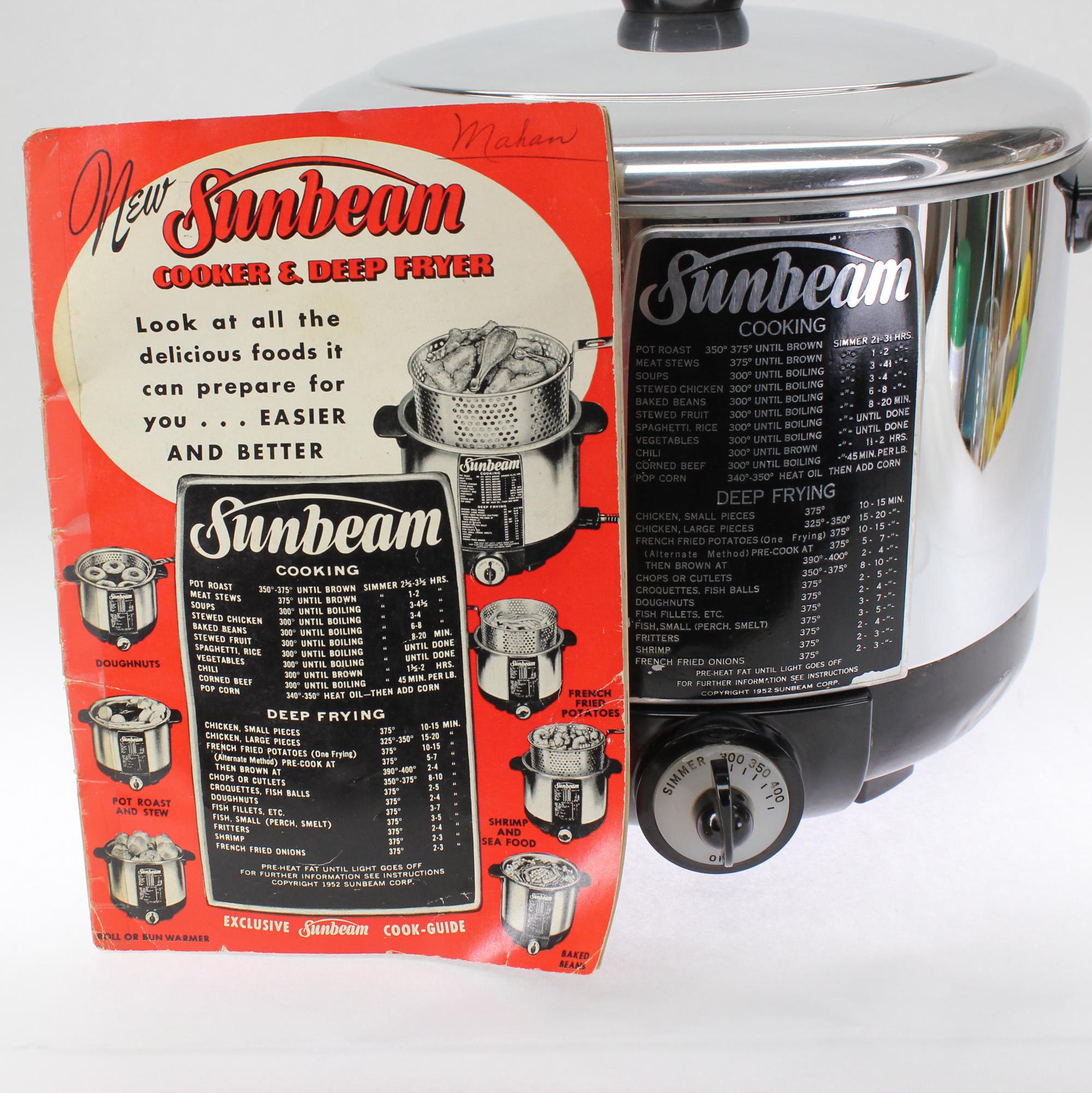 VINTAGE Mid Century Sunbeam Cooker and Deep Fryer Model CF. Made in USA ...