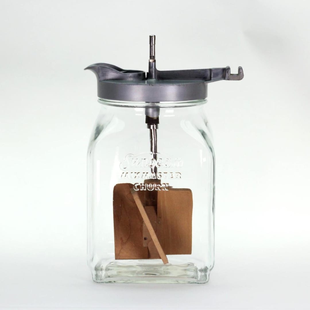 VINTAGE Sunbeam Mixmaster Butter Churn Attachment. Embossed Jar, Wooden ...