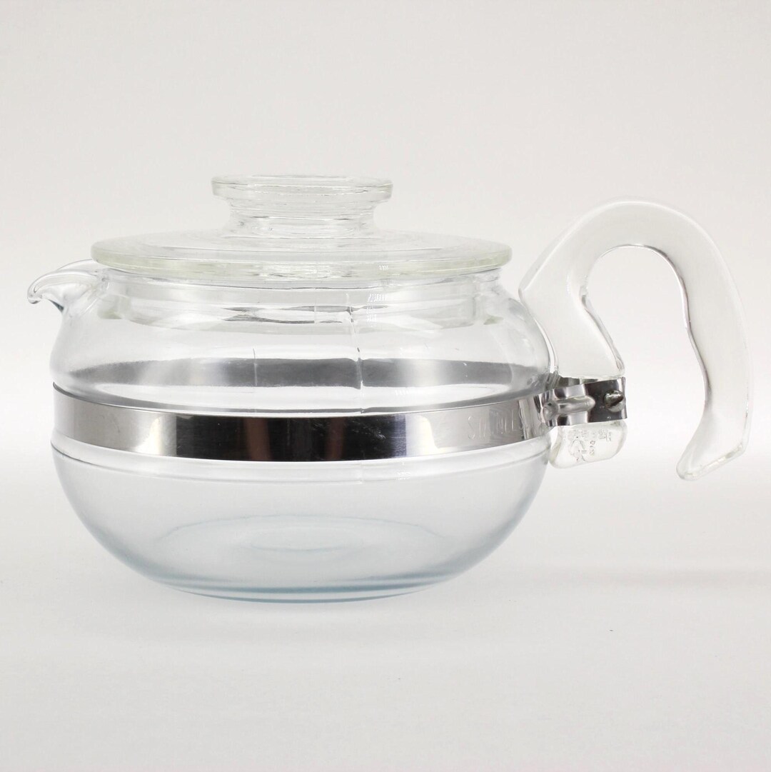 VINTAGE Pyrex Flameware Glass Teapot. 6-cup Stovetop Kettle With Lid ...
