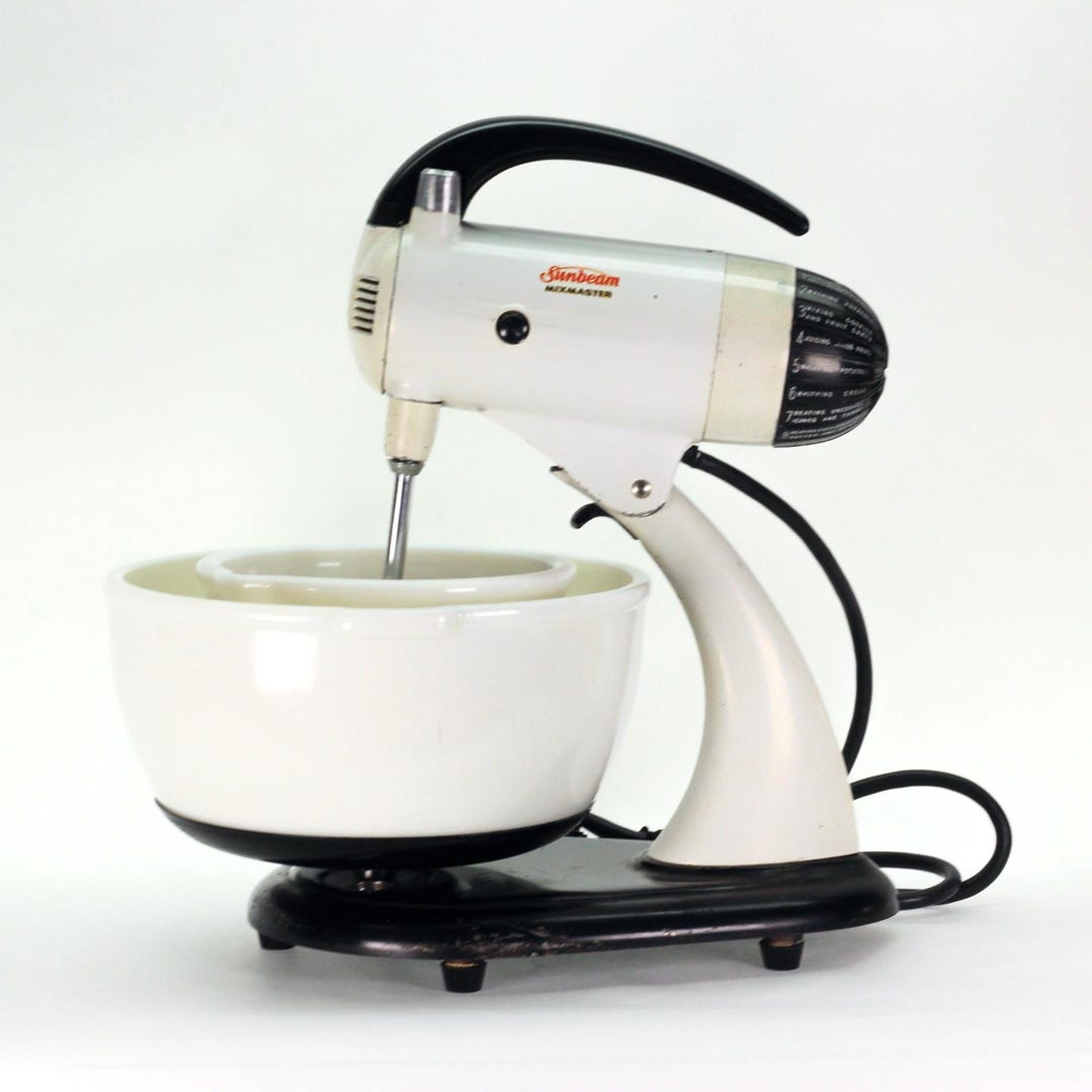 Restored 1950s Sunbeam Mixmaster: Vintage White & Black Stand Mixer ...