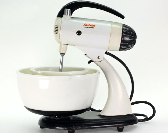Restored 1950s Sunbeam Mixmaster: Vintage White & Black Stand Mixer ...