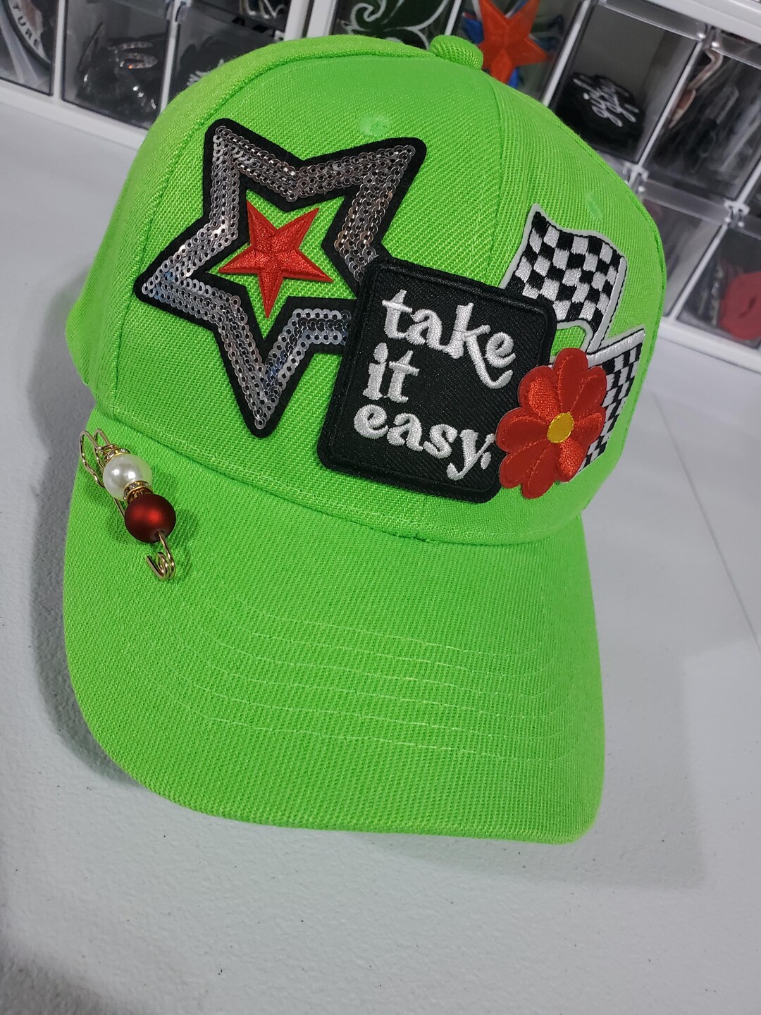 Take It Easy Lime Green Trucker Hat , Neon Green Hat, Unisex Hat, Gift ...