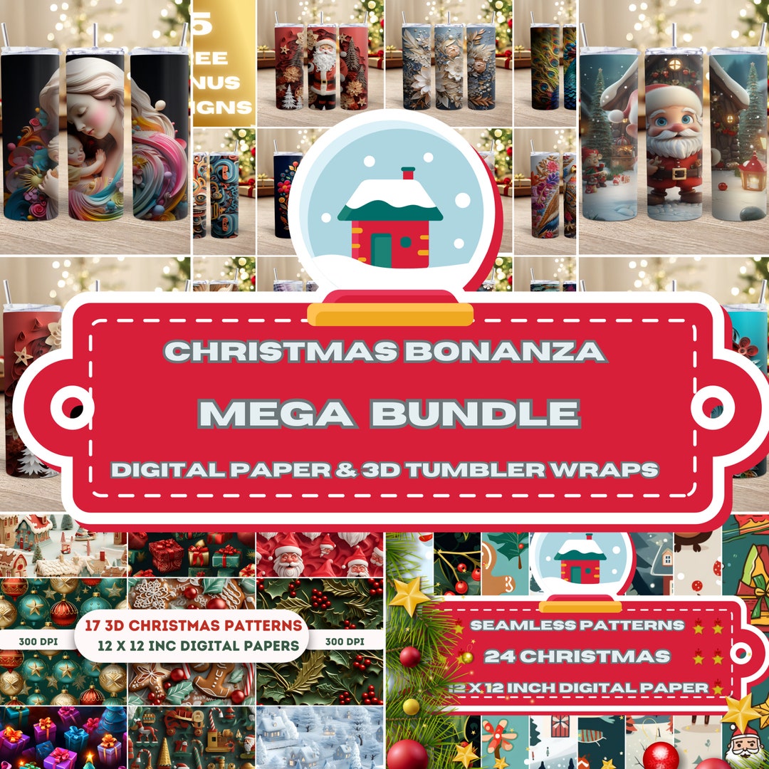 Christmas Bonanza MEGA BUNDLE Seamless Patterns & 3D 20 Oz - Etsy