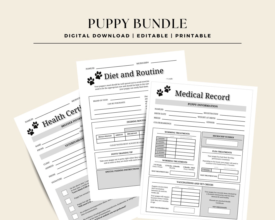 Puppy Breeder Pack | Editable Puppy Breeder Pack | Printable Dog ...