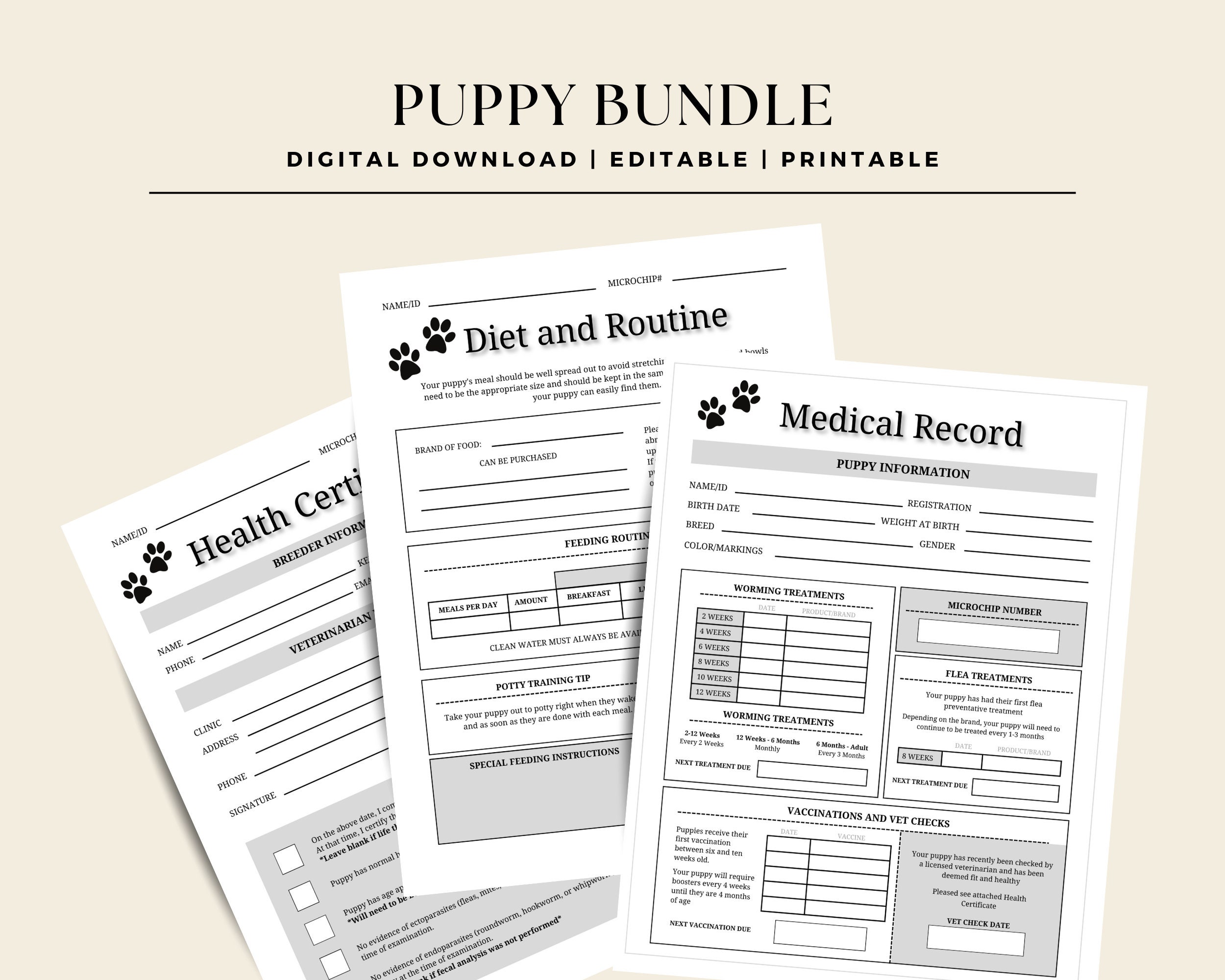 Puppy Breeder Pack | Editable Puppy Breeder Pack | Printable Dog ...
