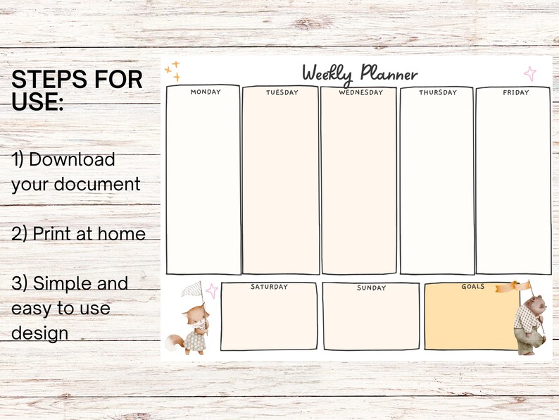 Editable Kids Weekly Schedule - Etsy