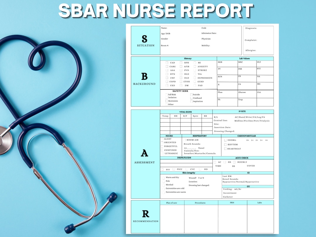 SBAR Nurse Report Printable - Etsy