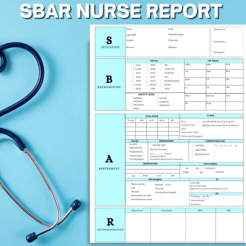 Sbar Nurse Report Sheet - Etsy