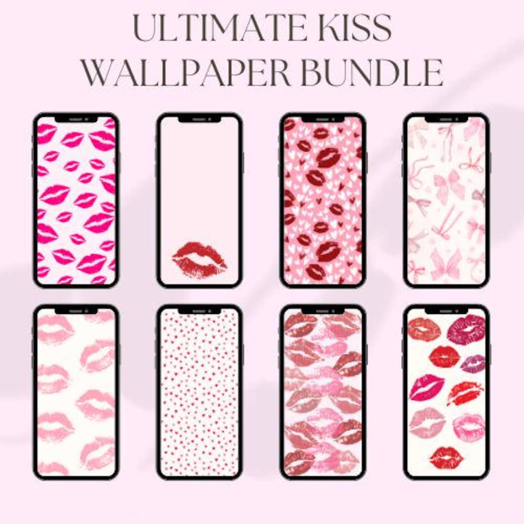Kiss iPhone Wallpaper Bundle - 8 Cute Coquette Aesthetic Backgrounds ...