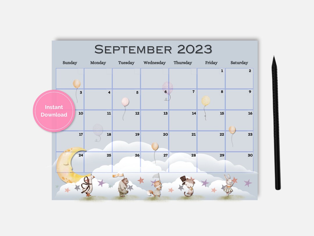 Buy Editable September 2023 Calendar Online in India - Etsy