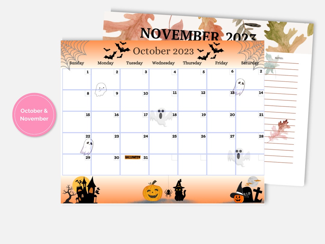BUNDLE: Editable October 2023 Calendar & Editable November 2023 ...