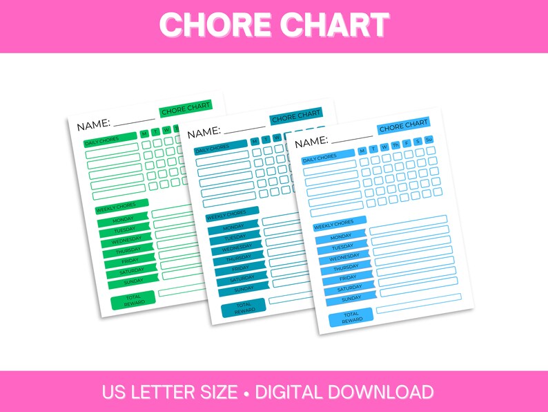Editable Chore Chart for Kids - Etsy