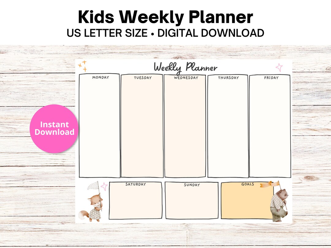 Editable Kids Weekly Schedule - Etsy