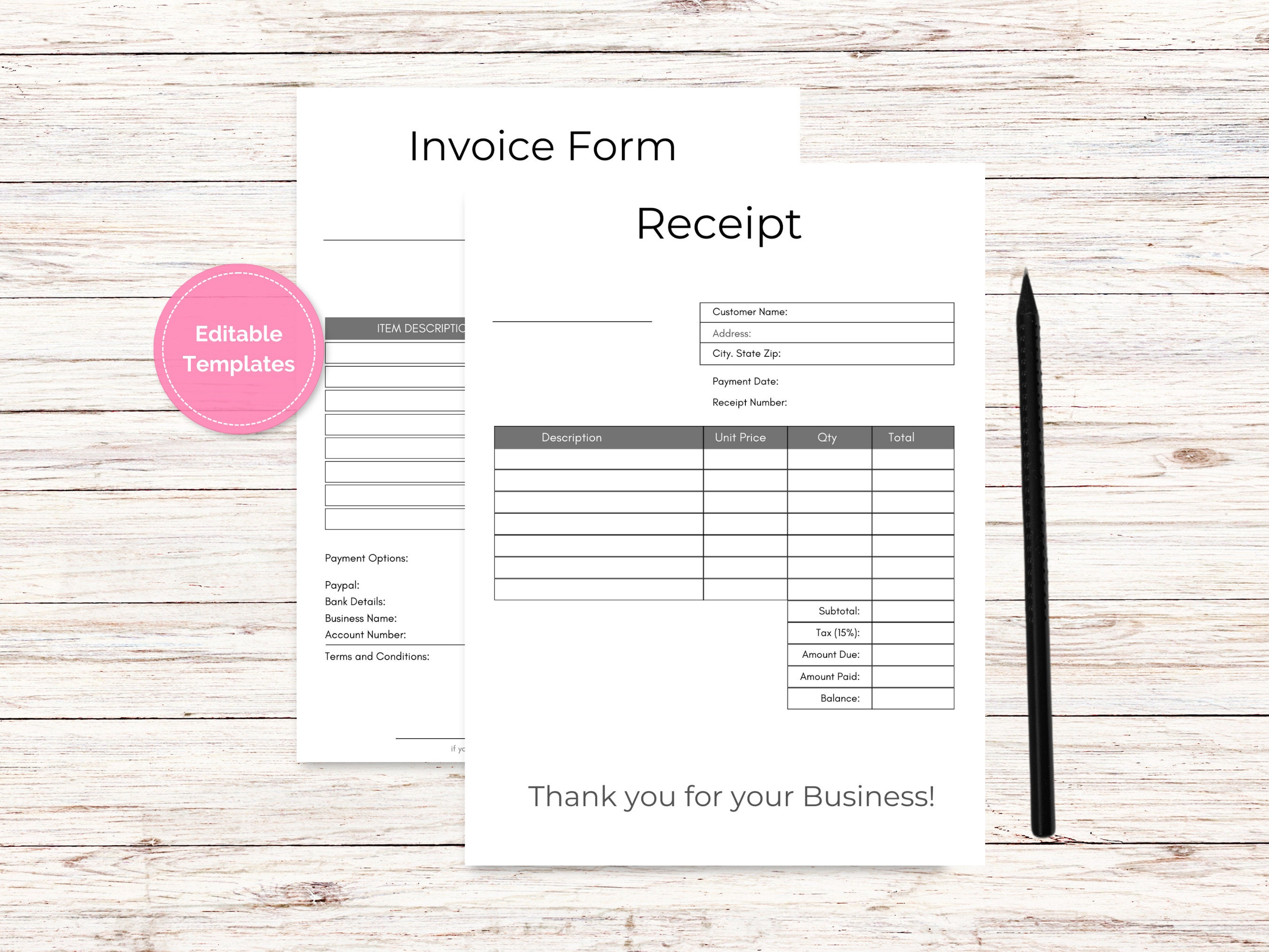 Editable Invoice Template & Receipt Template - Etsy Australia