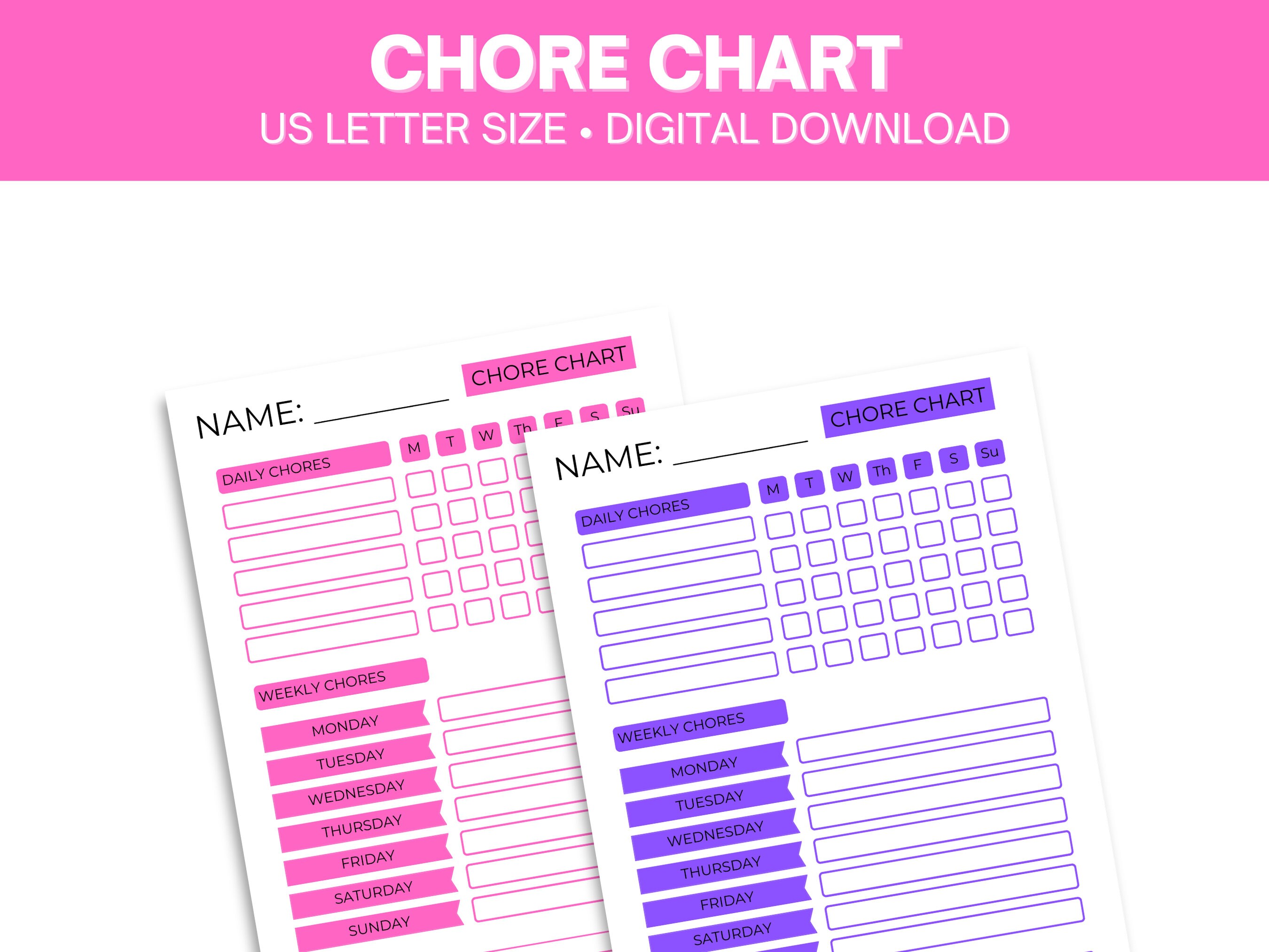 Editable Chore Chart for Kids - Etsy