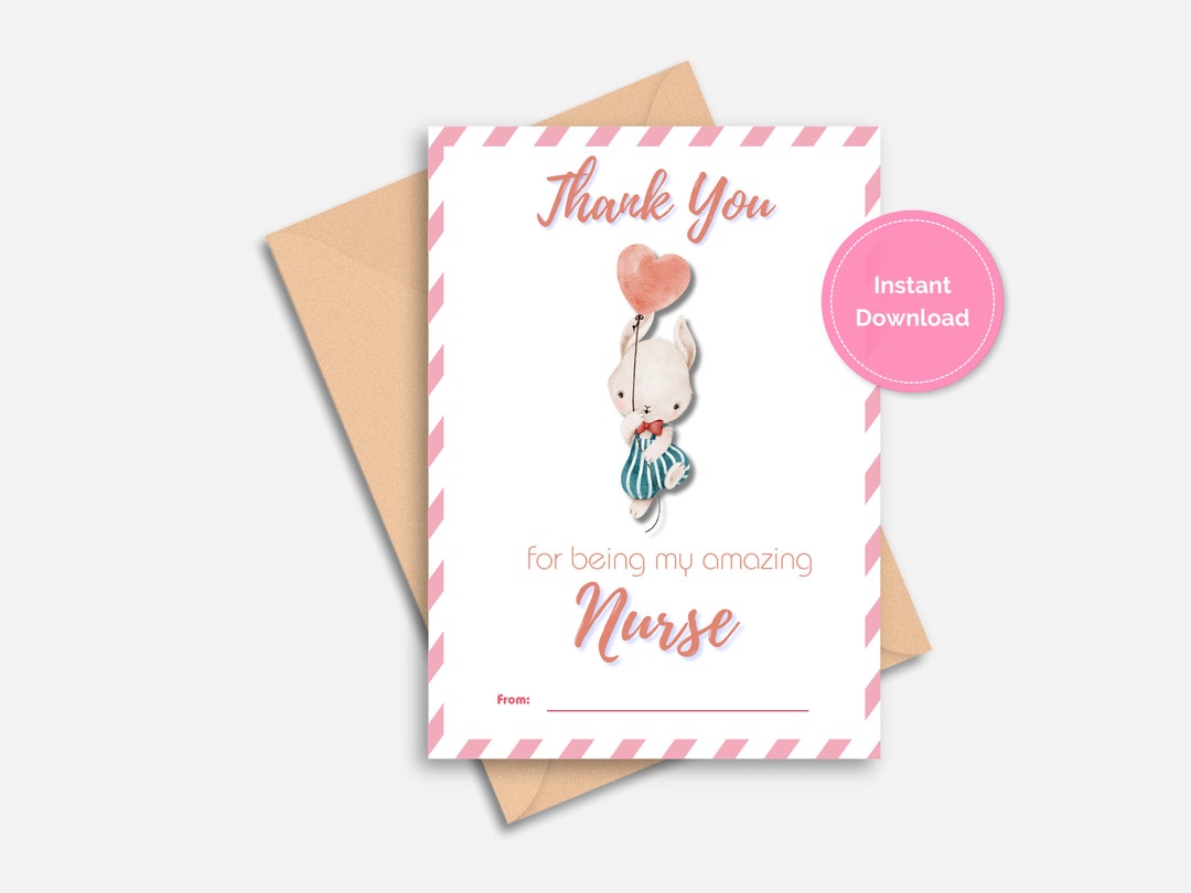Printable Nurse Thank You Card - Etsy