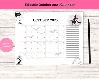 Editable Printable PDF October 2023 Planner Calendar - Etsy