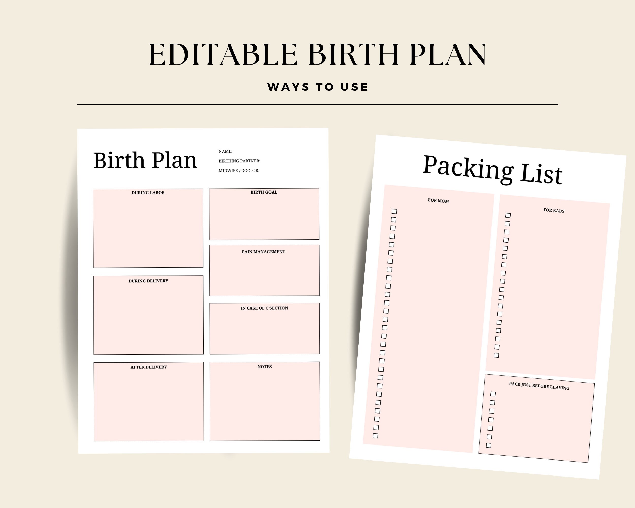 Editable Birth Plan - Etsy