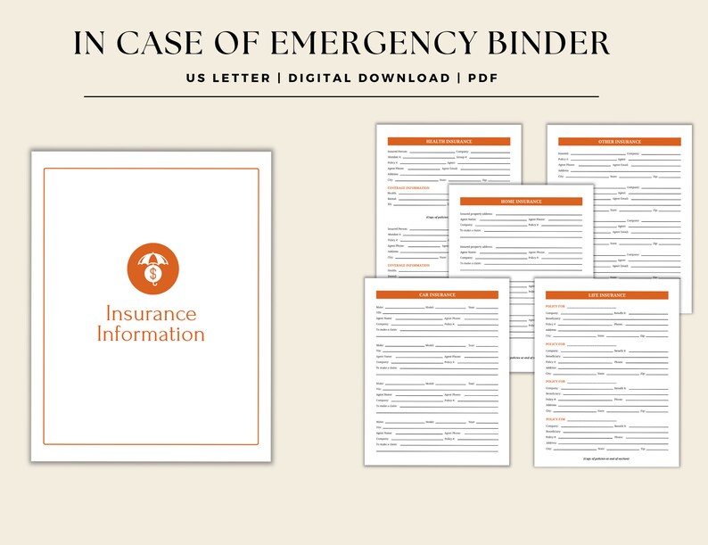 Printable Emergency Binder | in Case of Emergency | Emergency Planner ...