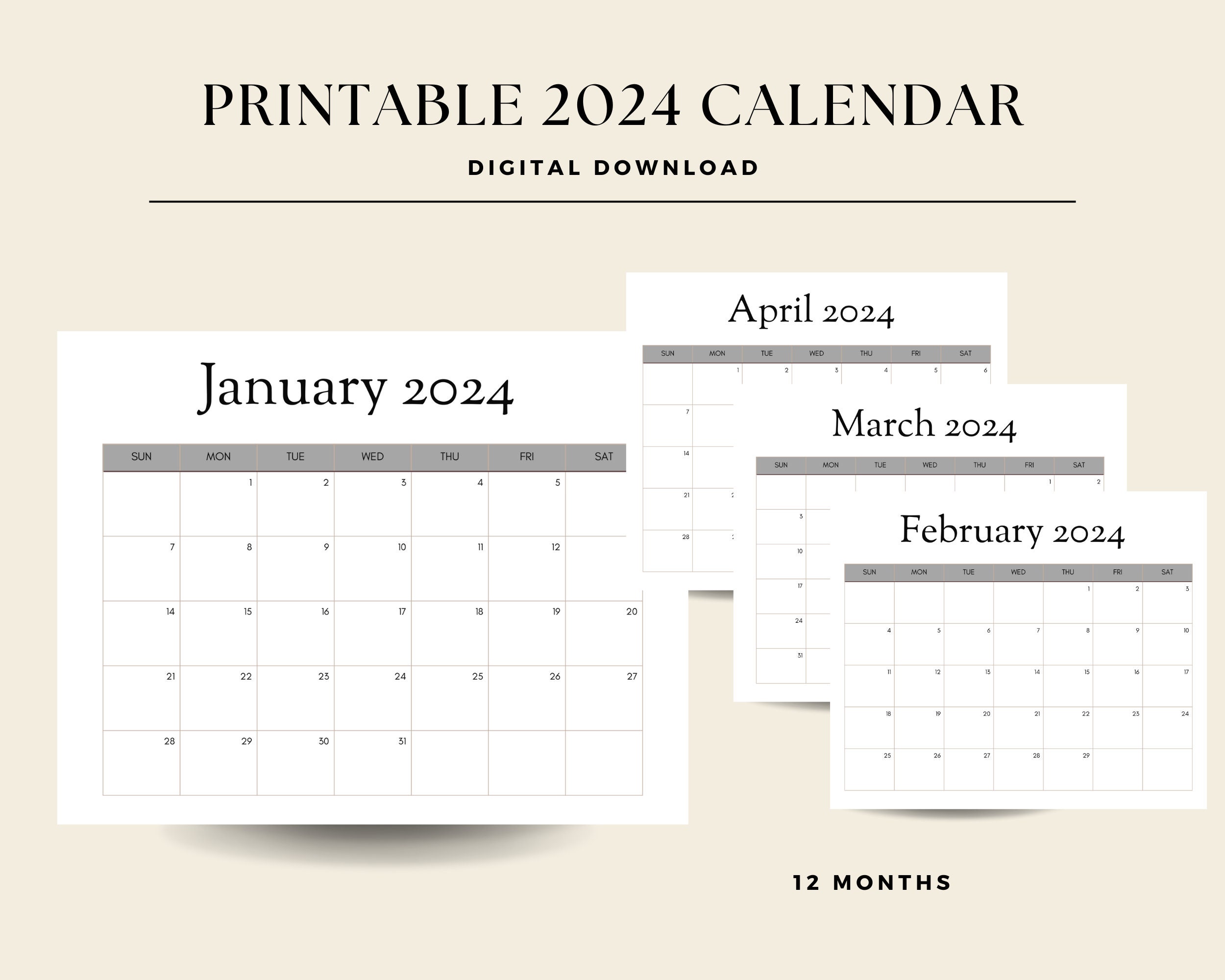 Printable 2024 Monthly Calendars Printable 2024 Calendar Monthly ...