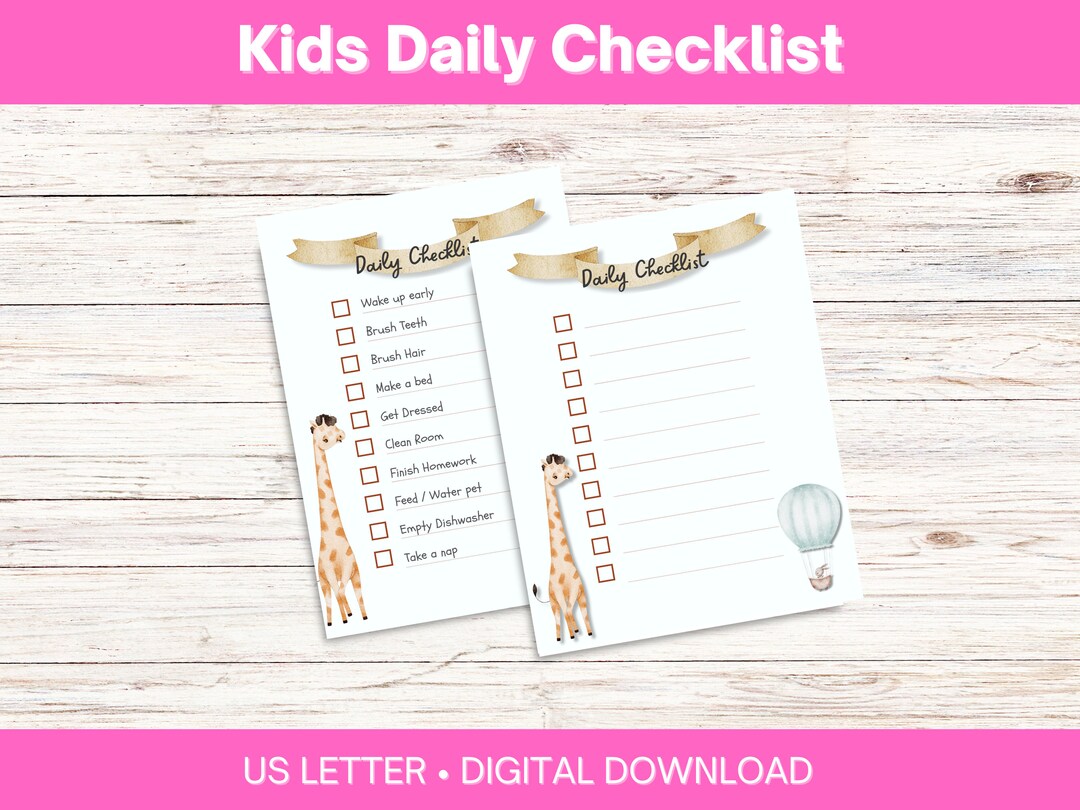 Editable Kids Daily Checklist - Etsy