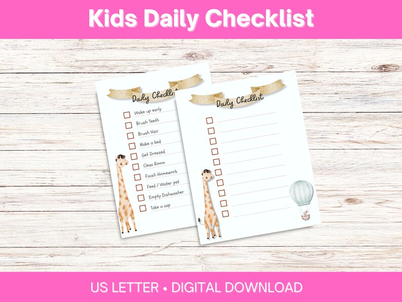 Editable Kids Daily Checklist - Etsy