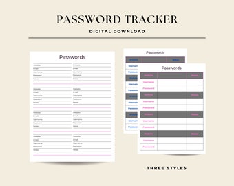 Printable Password Tracker, Password Book, Password Tracker, Password ...