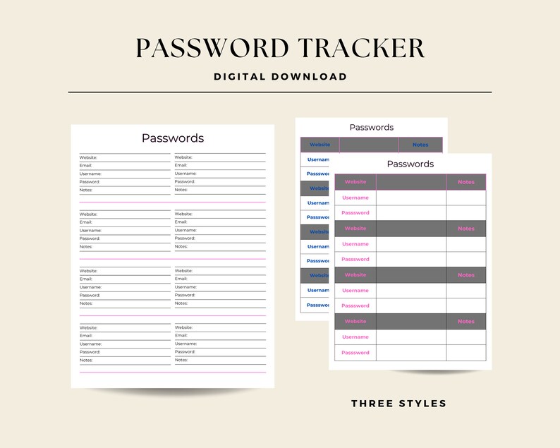 Printable Password Tracker - Etsy