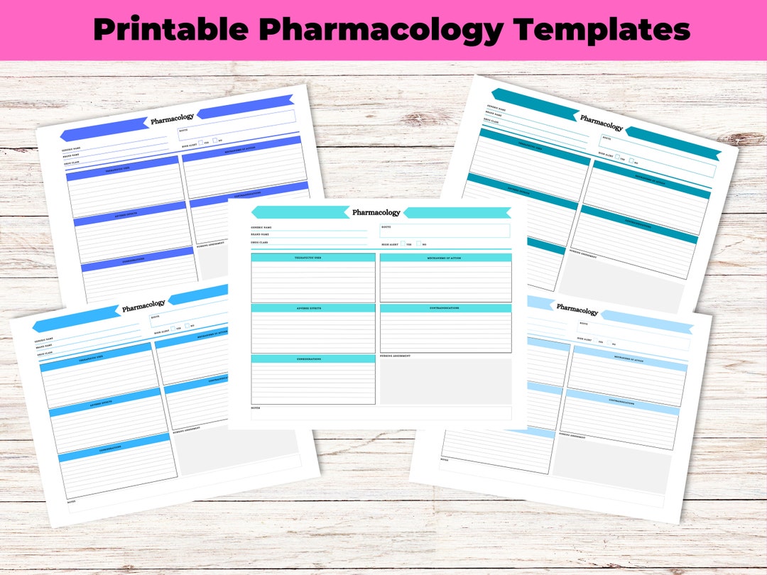 Printable Pharmacology Template - Etsy
