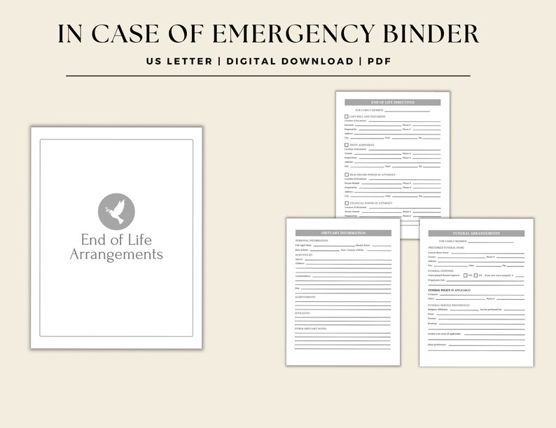 Printable Emergency Binder | in Case of Emergency | Emergency Planner ...