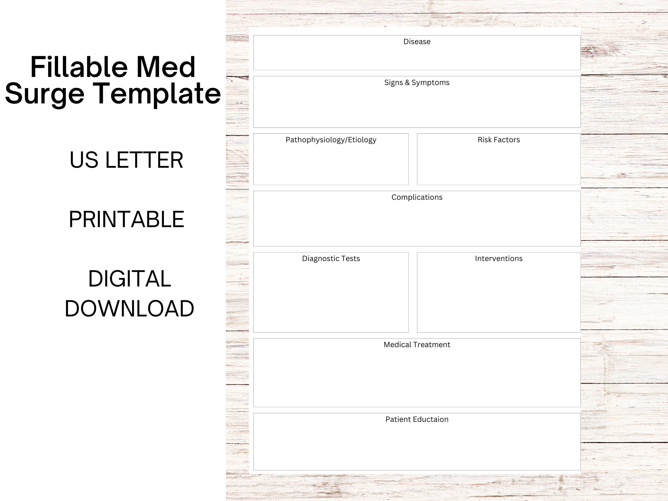 Fillable Med Surg Study Template | Editable Med Surg Study Template - Etsy