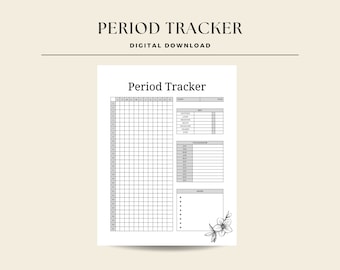 Digital Printable Period Tracker Template Period Journal, Period Log ...
