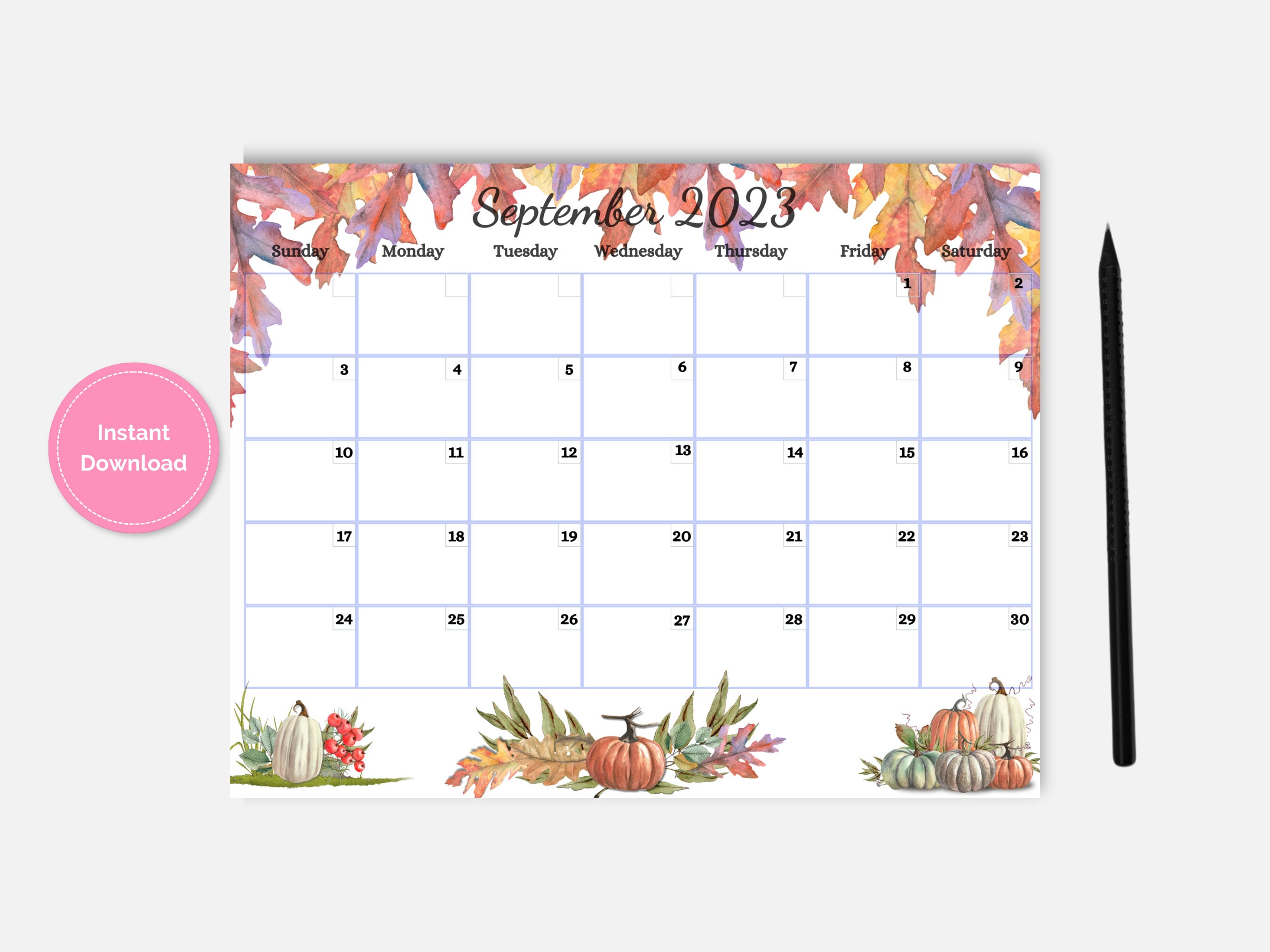 Editable September 2023 Calendar - Etsy