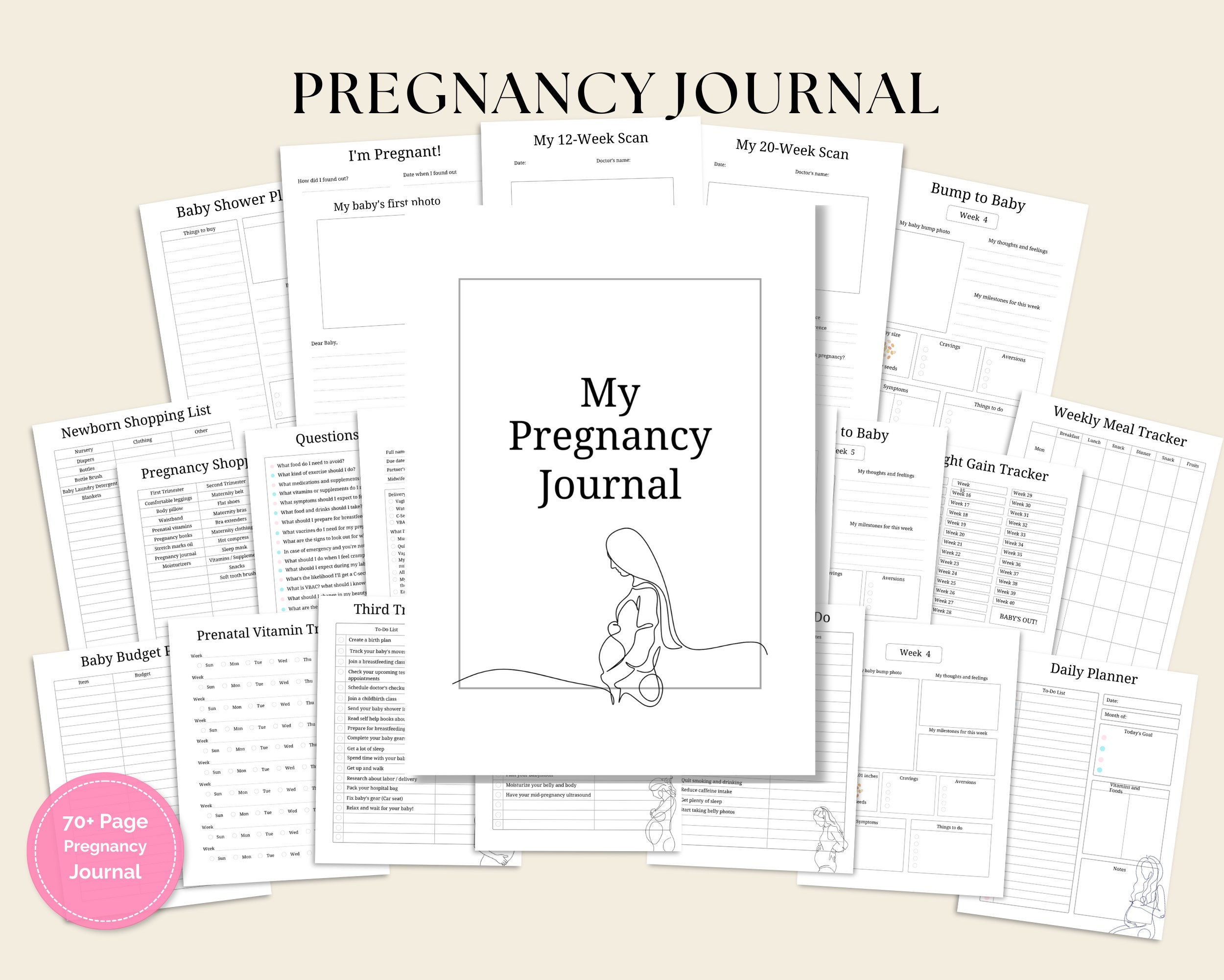 A5 Printable Pregnancy Journal | Printable Pregnancy Planner ...