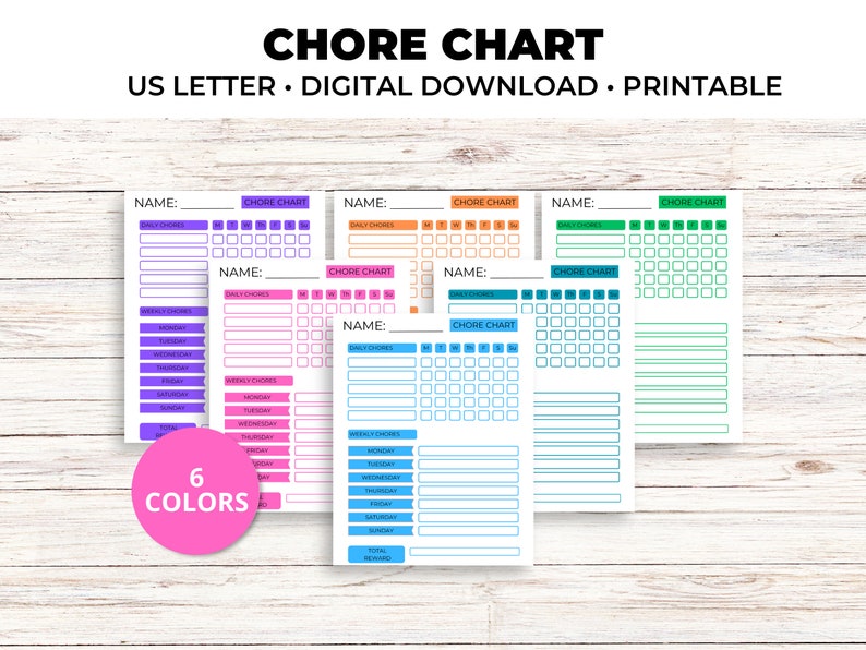 Editable Chore Chart for Kids - Etsy
