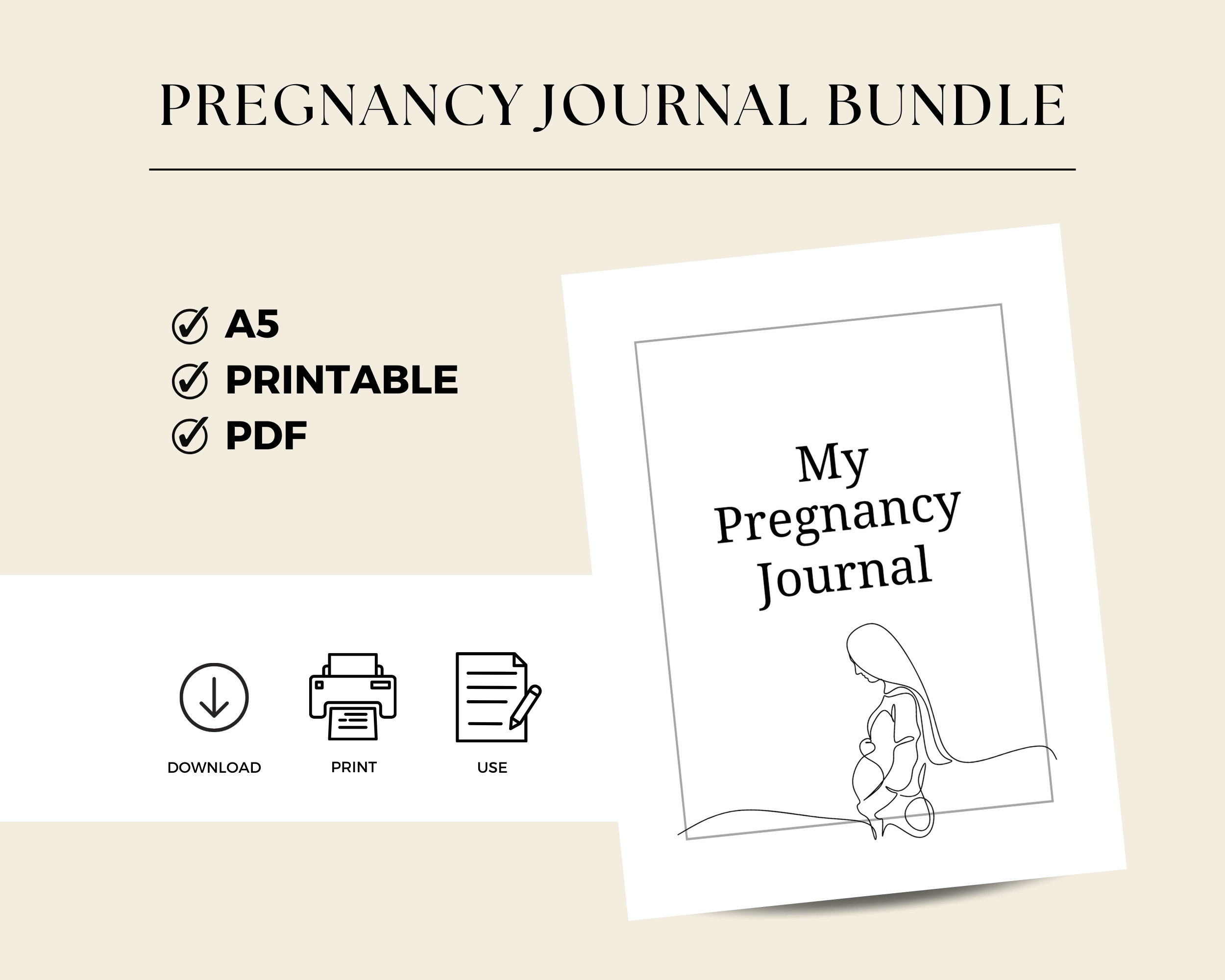 A5 Printable Pregnancy Journal | Printable Pregnancy Planner ...