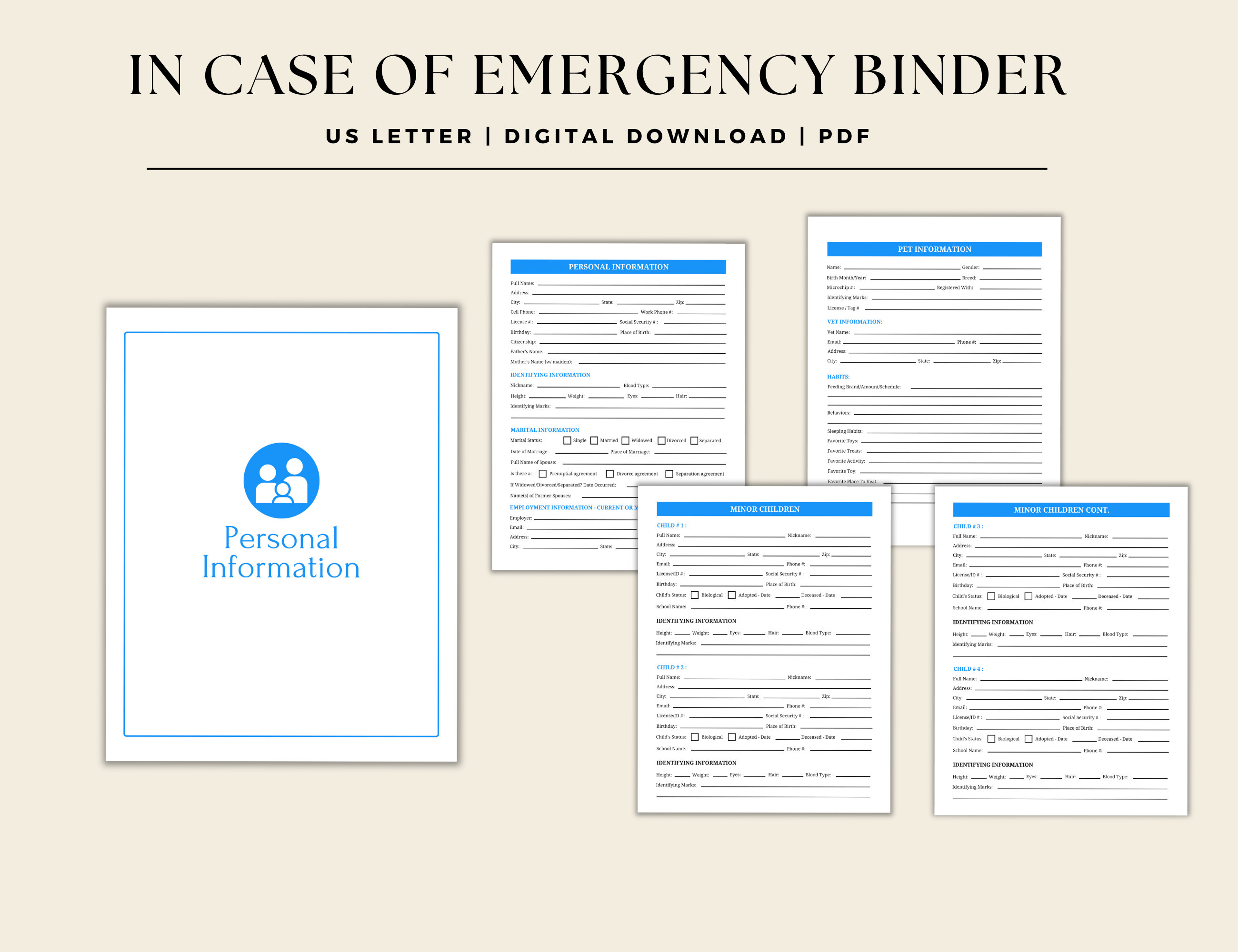 Printable Emergency Binder | in Case of Emergency | Emergency Planner ...