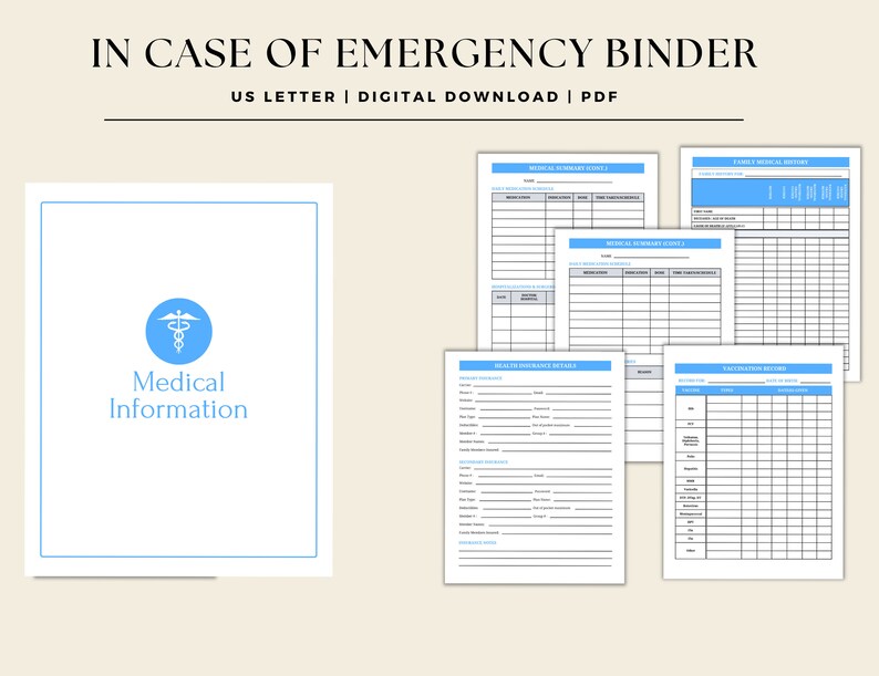 Printable Emergency Binder | in Case of Emergency | Emergency Planner ...
