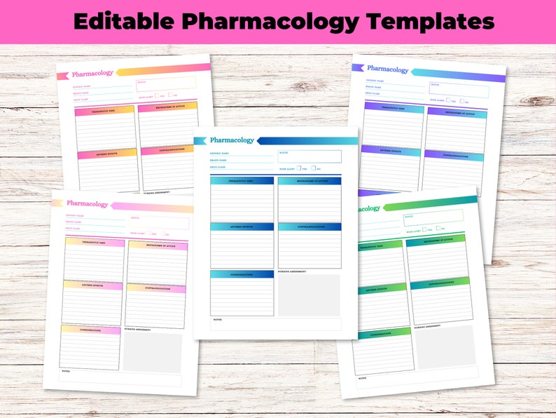 Fillable Pharmacology Template - Etsy
