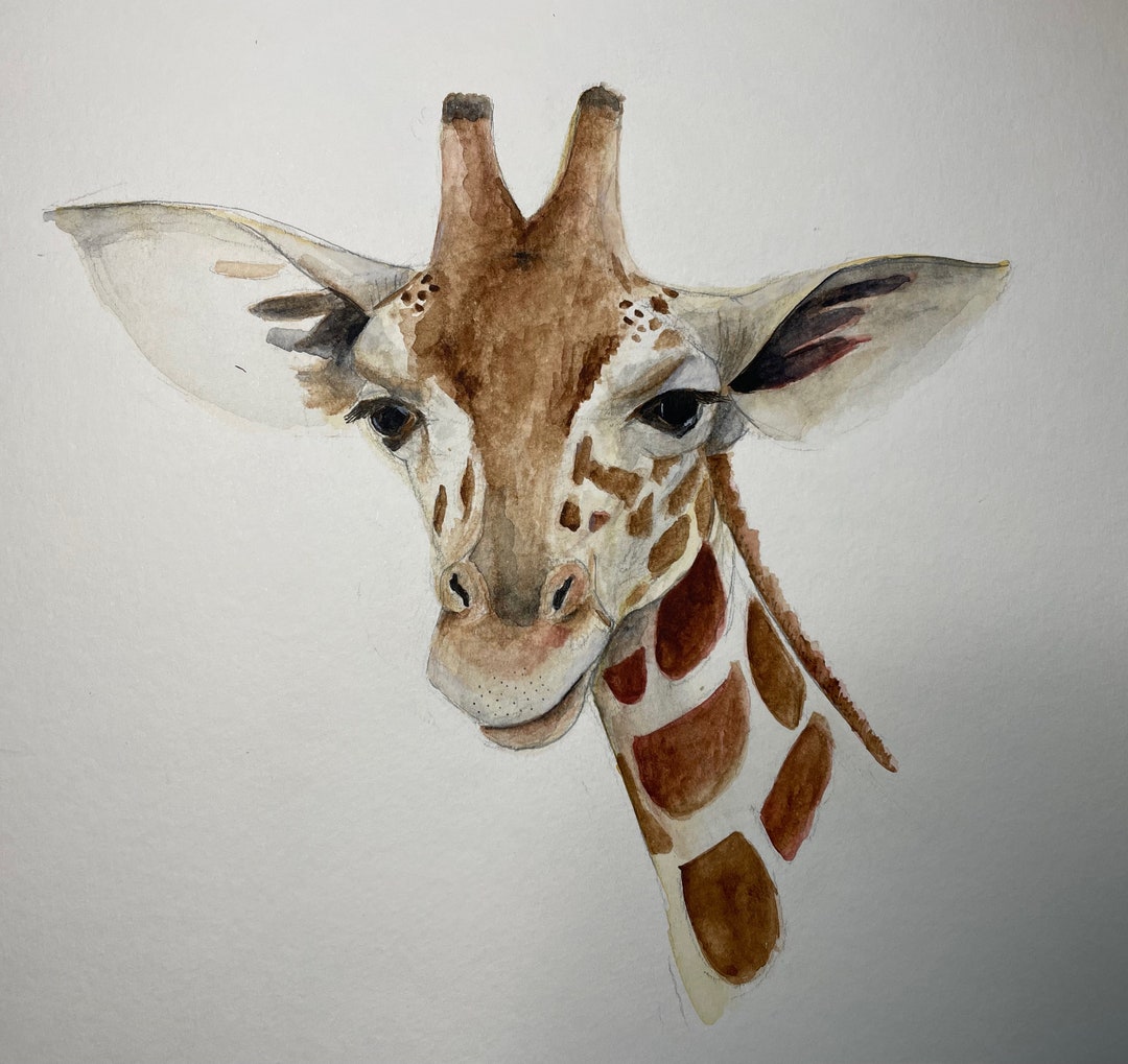 Giraffe Hand Painted Watercolor Watercolor Painting Fine - Etsy