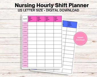 Nursing Shift Organization Sheet, Nurse Day Planner Printable, Hourly ...