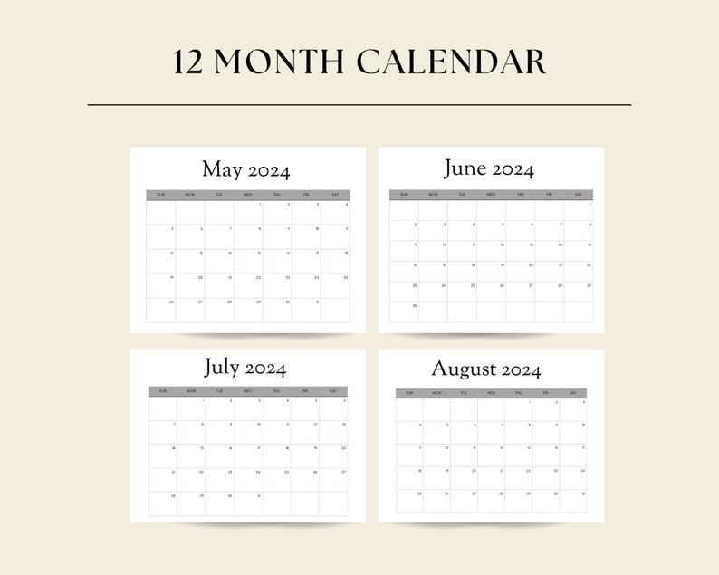 Printable 2024 Monthly Calendars Printable 2024 Calendar Monthly ...